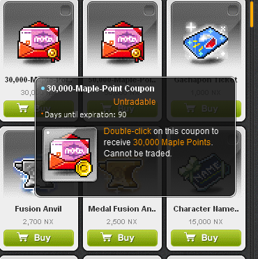 NX Shop Items – MAPLE SOLUTIONS